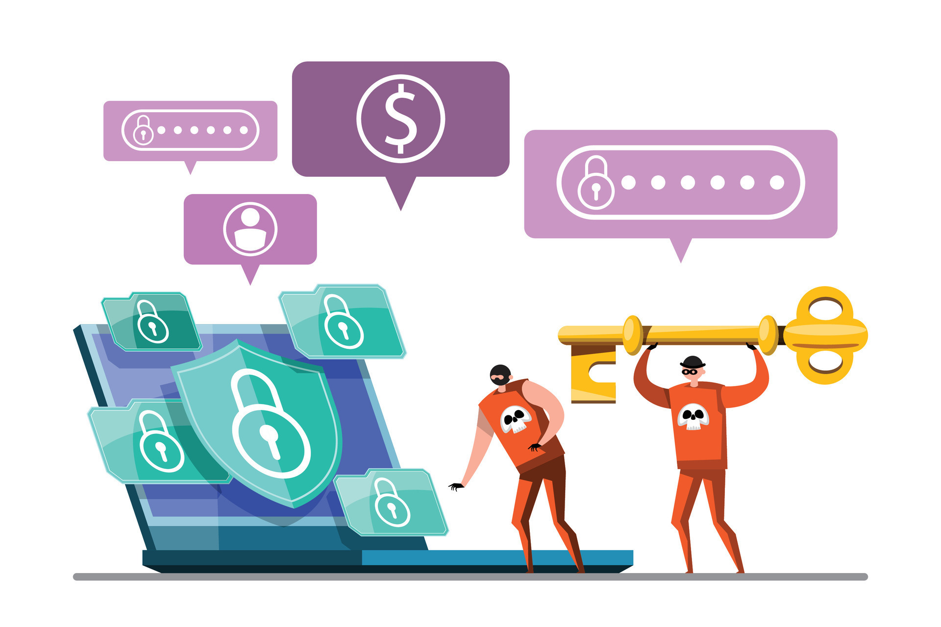 Hacker Steal Password And Data From Laptop 33296244 Vector Art At Vecteezy