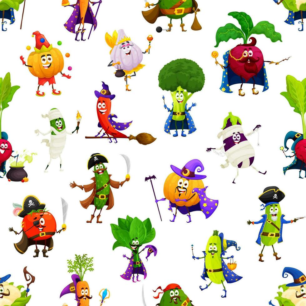 Cartoon vegetable characters seamless pattern 33296902 Vector Art at ...