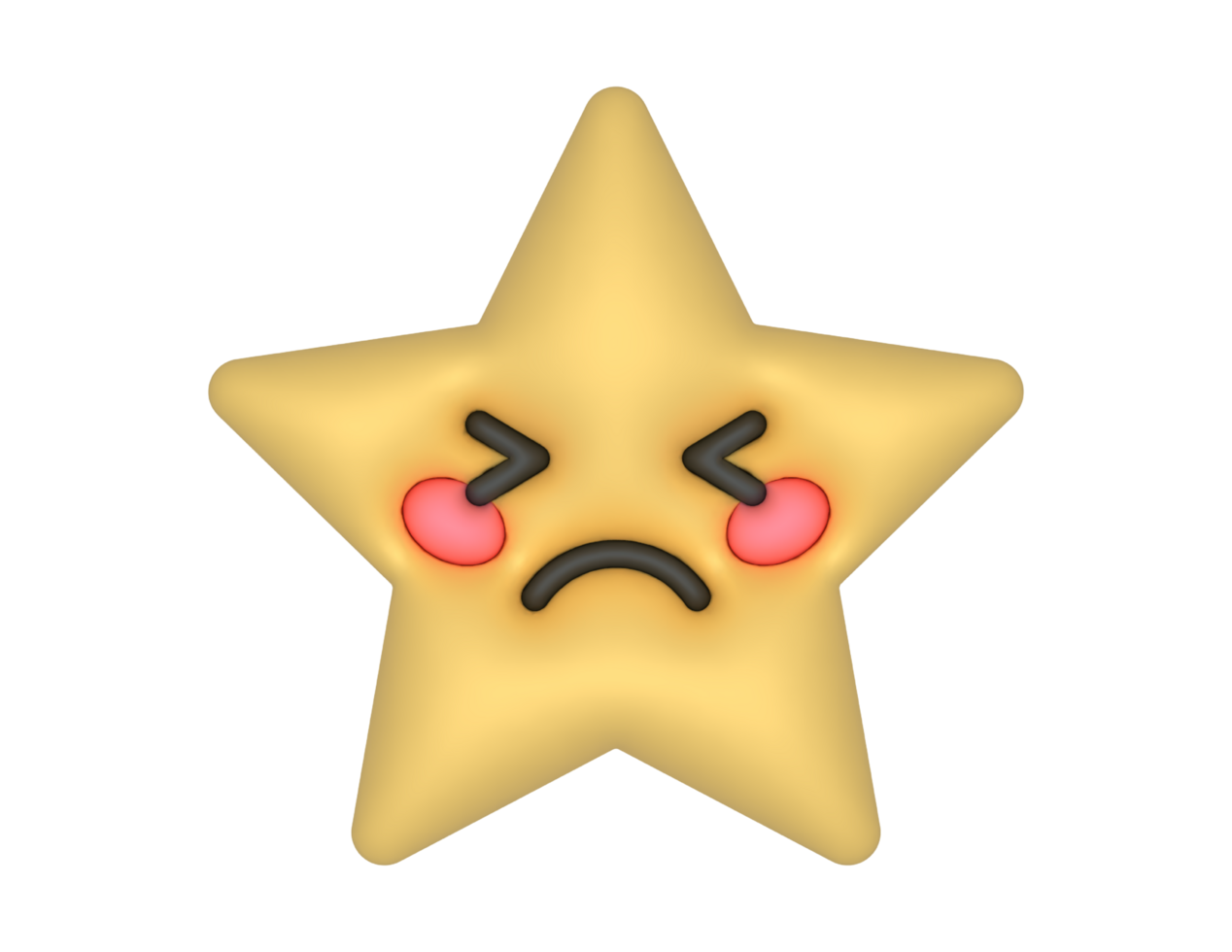 3d Unhappy Upset Cartoon Star Emoji On A Transparent Background 3d-unhappy-upset-cartoon-star-emoji-on-a-transparent-background