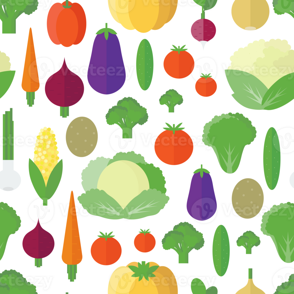 Seamless pattern with fresh vegetables flat illustration 33304246 PNG