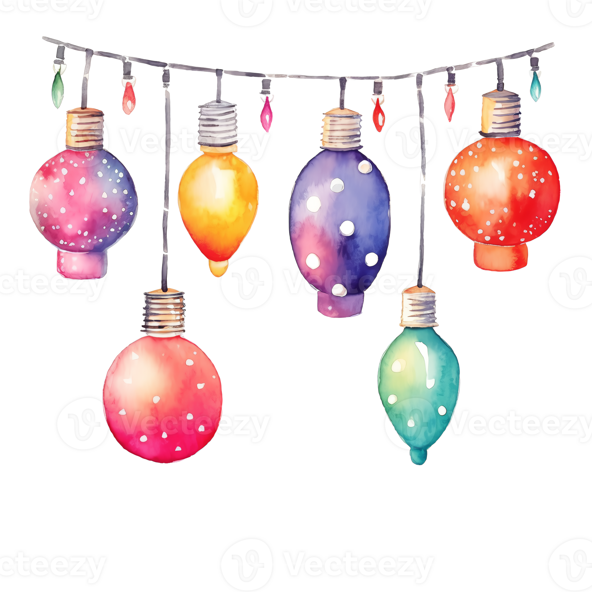 Watercolor Christmas balls garlands. Holiday balls garlands Clipart ...