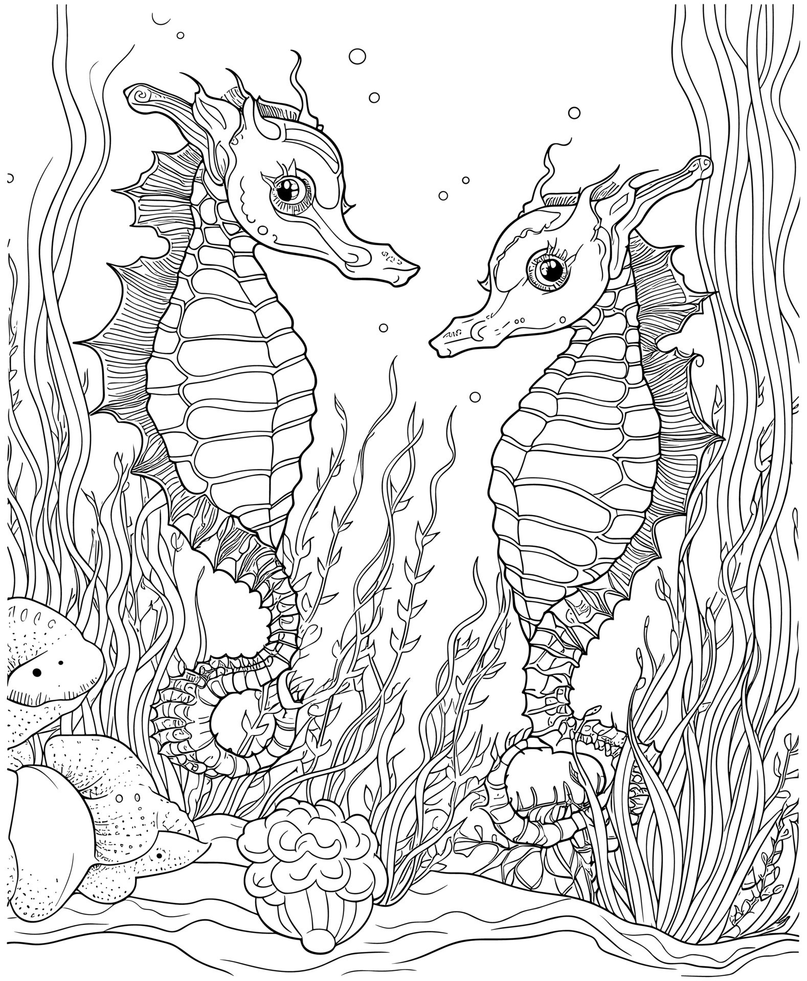 Seahorse sea life coloring page 33305524 Vector Art at Vecteezy