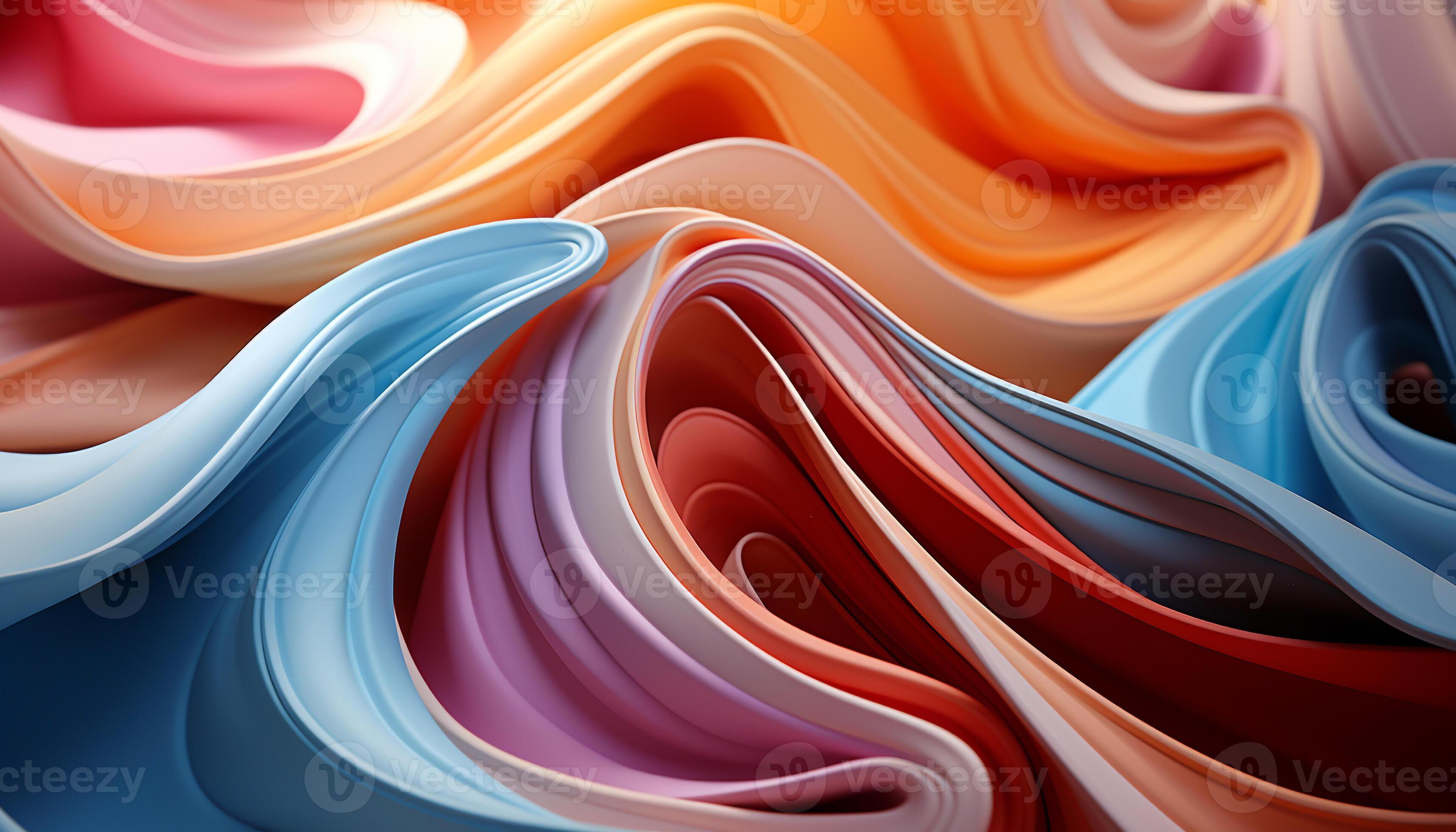 Abstract blue wave pattern on silk backdrop, a modern elegance ...