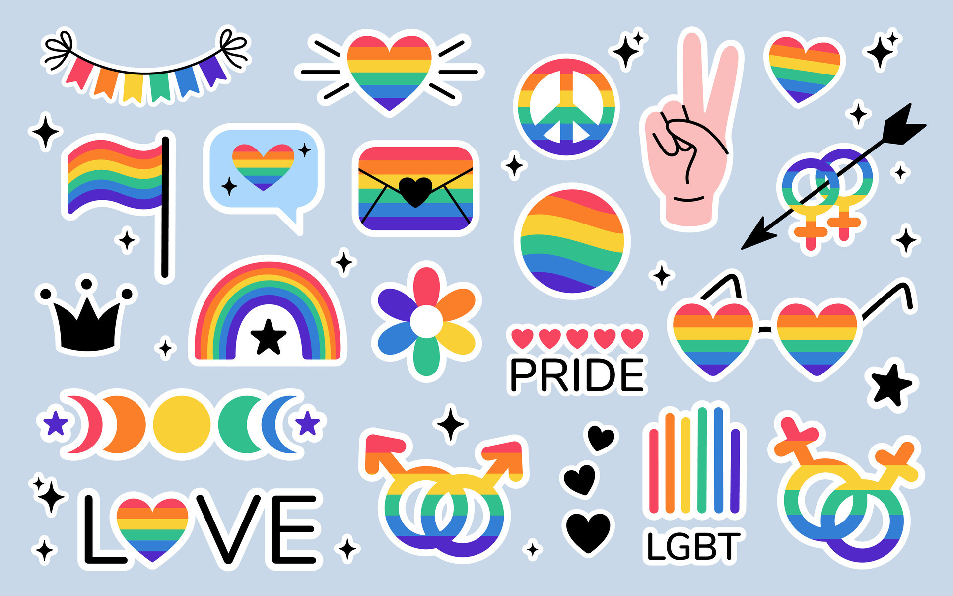 LGBT sticker pack in doodle style. LGBTQ set. LGBT pride community ... LGBT sticker pack in doodle style. LGBTQ set. LGBT pride community ...