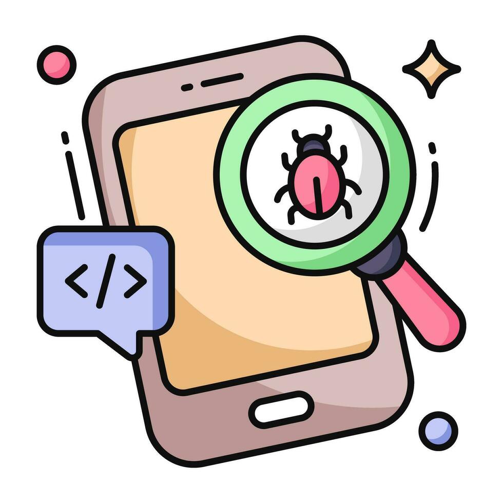 Virus under magnifying glass, debugging icon 33312723 Vector Art at Vecteezy