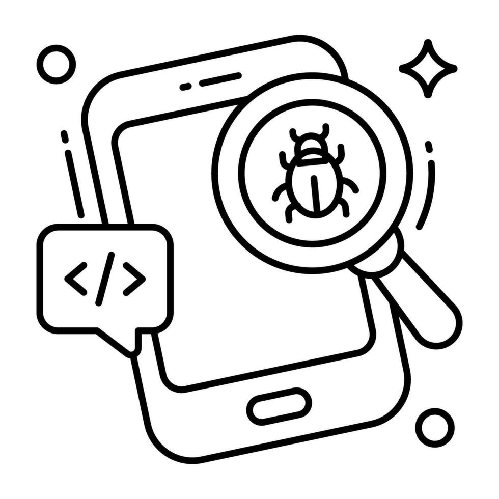 Virus under magnifying glass, debugging icon 33312753 Vector Art at Vecteezy