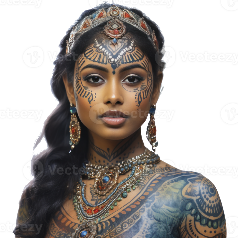 Indian Girl With Colored Face Isolated 33321509 Png 0239