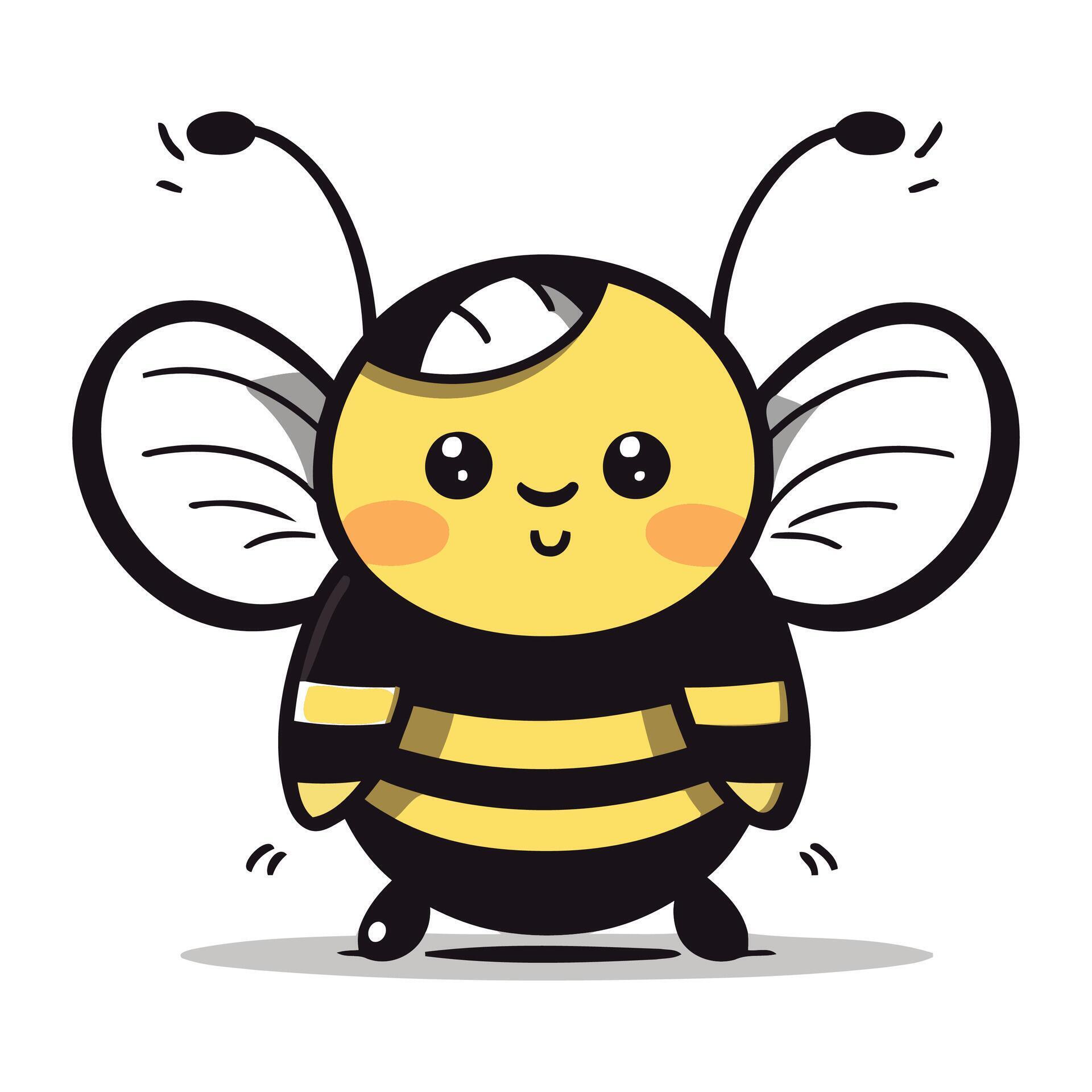 Cute Bee Cartoon Vector Illustration Isolated On White Background