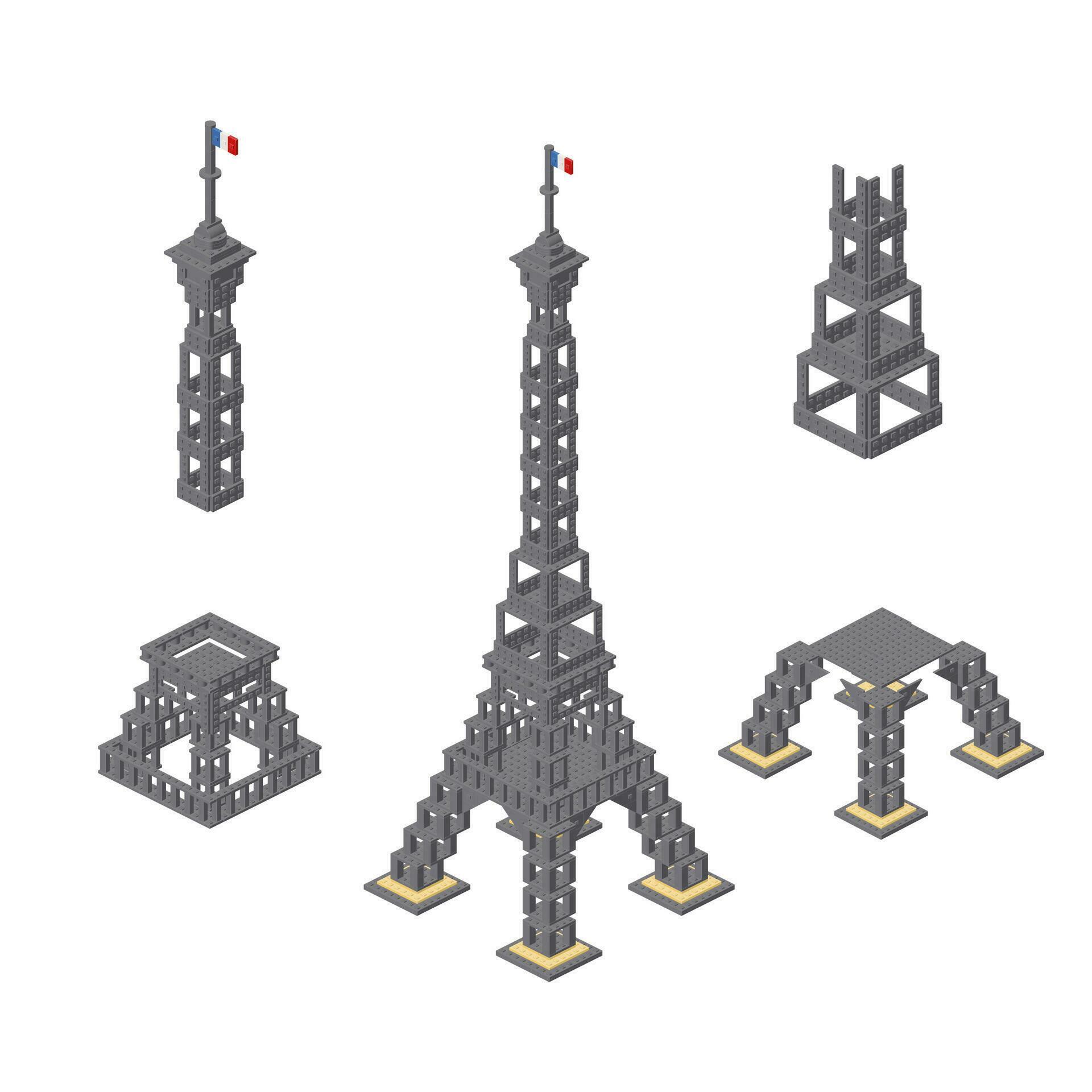 Concept with the Eiffel Tower in isometric style for print and design ...