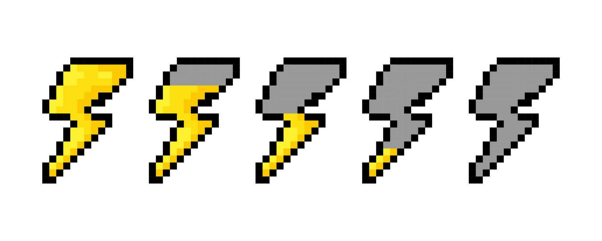 Lightning icon as a symbol of power in pixel art style. Symbols of ...