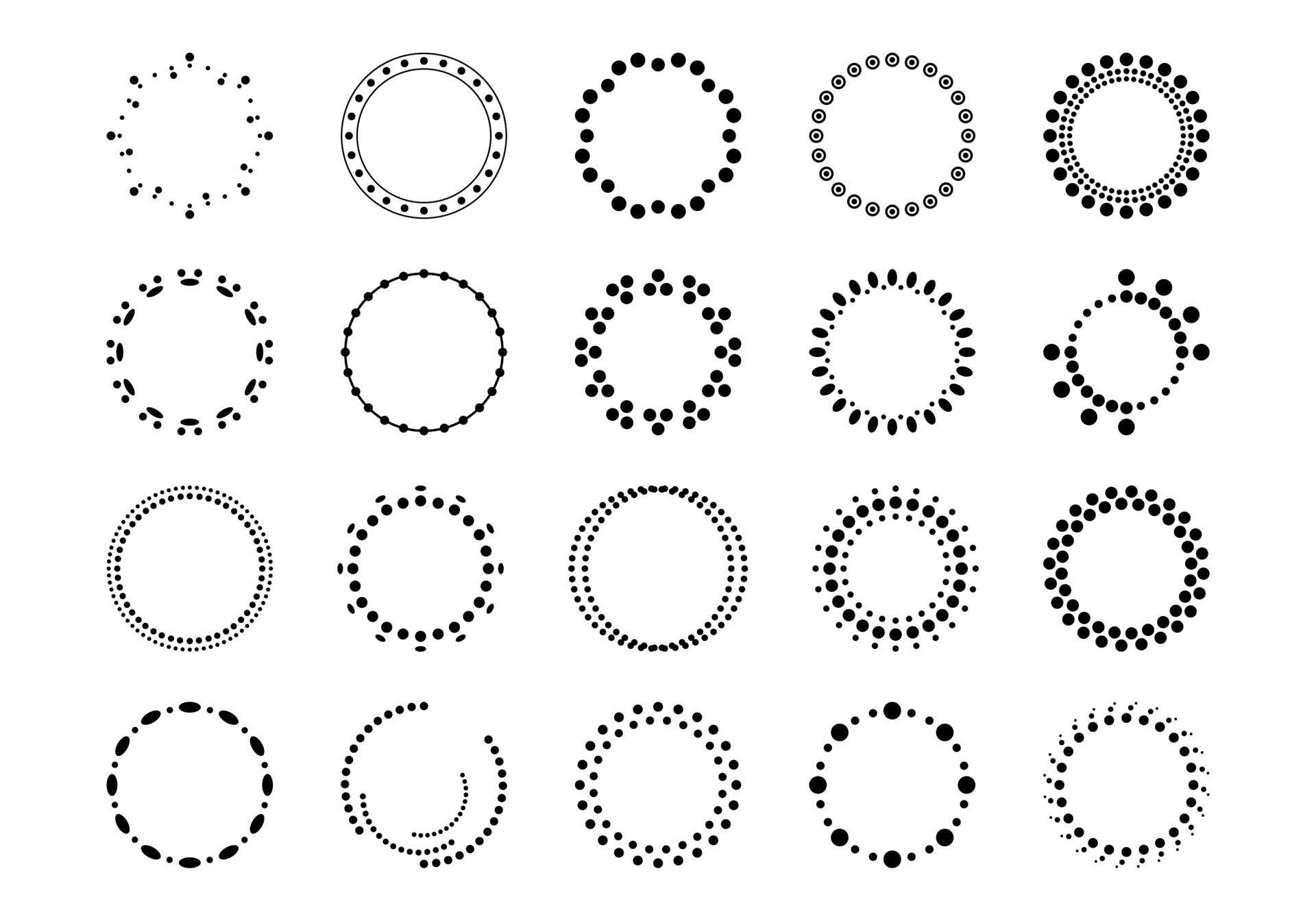 Dotted Circle Frame Element Set 33324101 Vector Art at Vecteezy