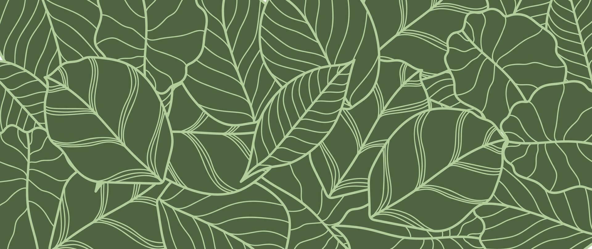 Abstract foliage line art vector background. Leaf wallpaper of tropical ...