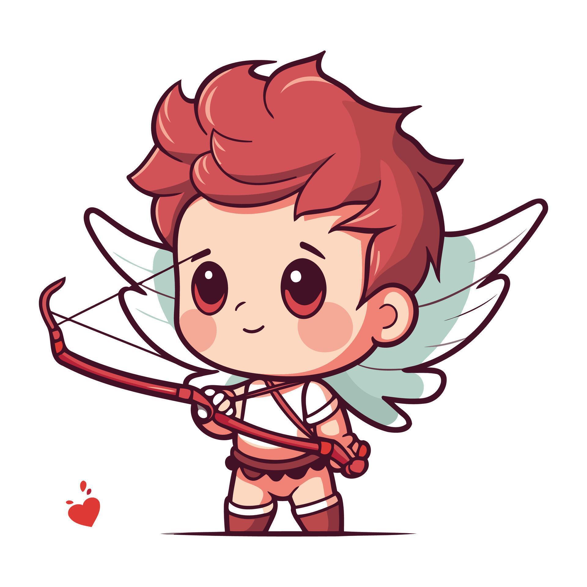 Cute Cartoon Cupid With Bow And Arrow Vector Illustration 33325051 Vector Art At Vecteezy