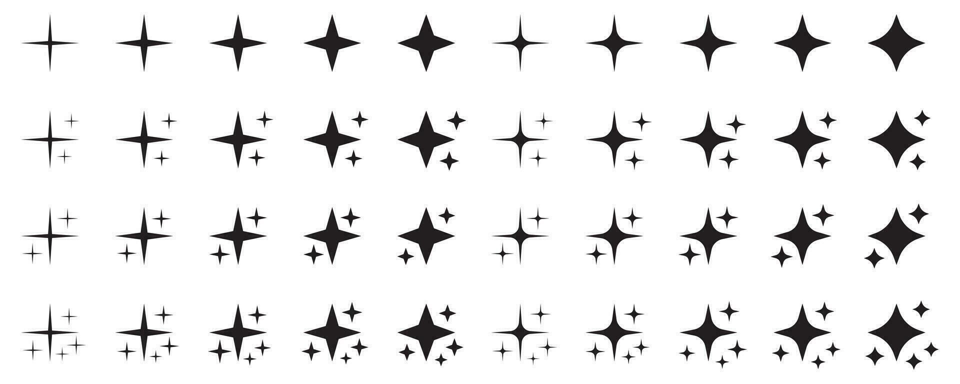 Sparkles, stars and bursts icons, twinkling stars. Glowing light effect star. Sparkles, shining ...