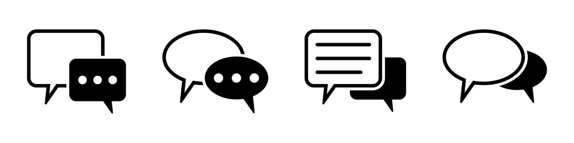 Chat icons vector isolated element. Set of talk bubble speech signs ...