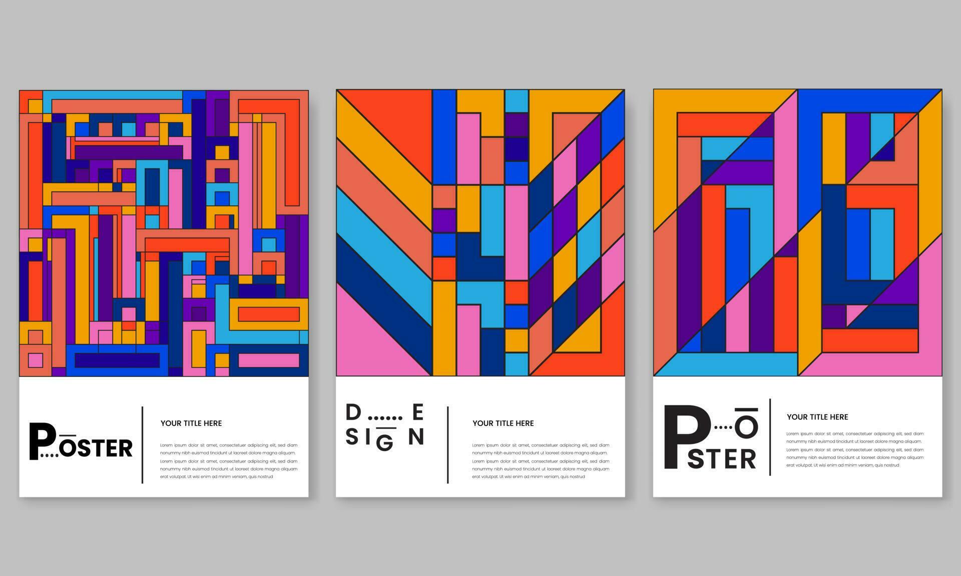 Modern Grid Cover With Geometric Shapes Geometry Graphics And Abstract Background Vector Set