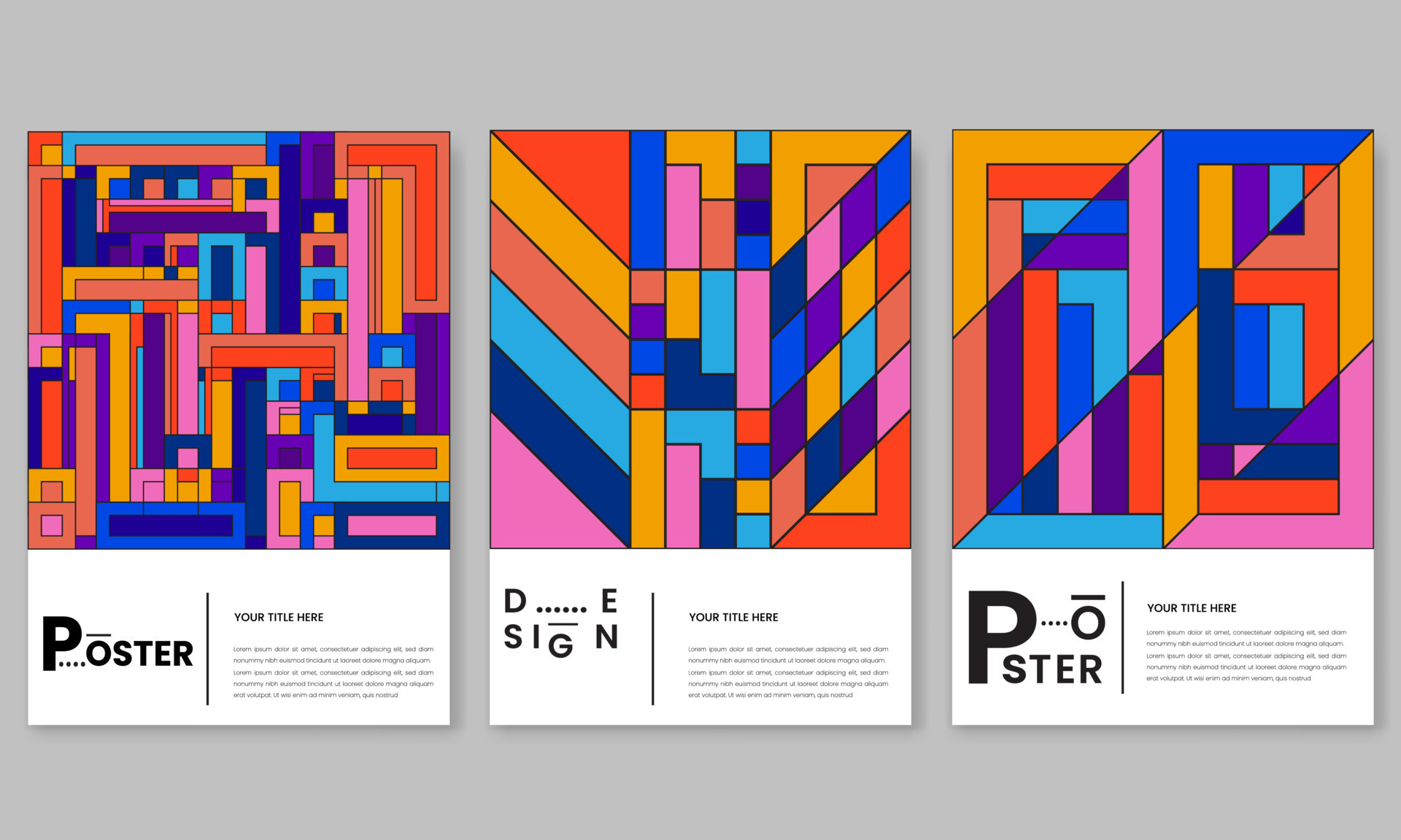 Modern grid cover with geometric shapes, geometry graphics and abstract ...