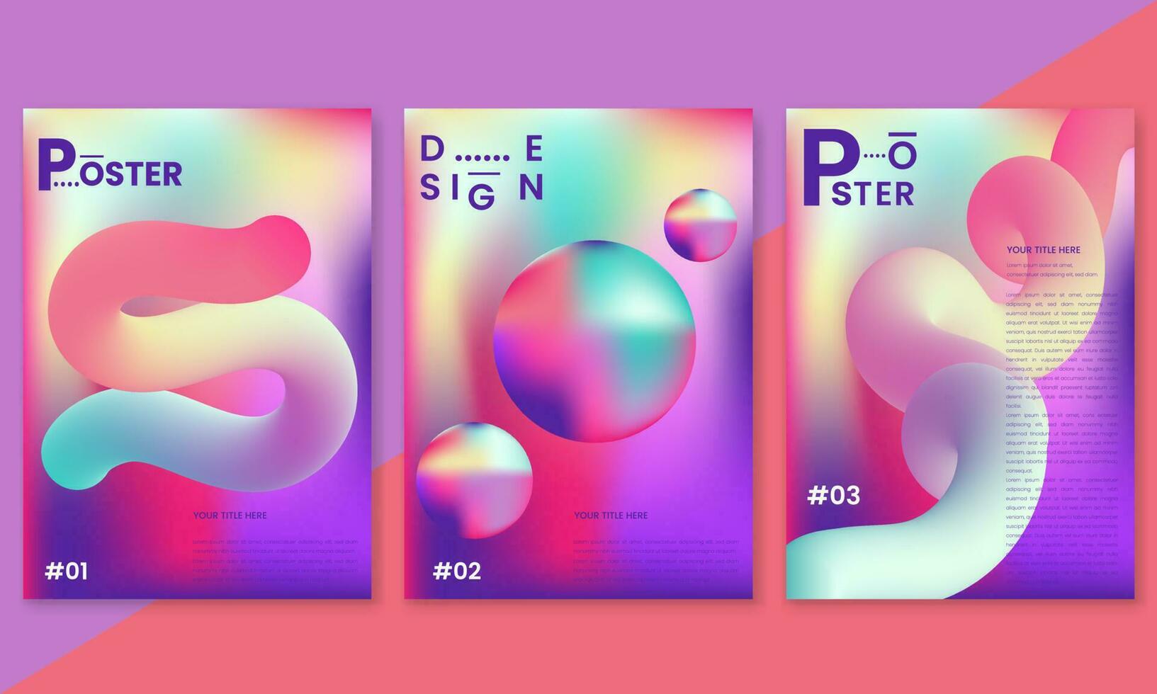 Electronic Music Festival Ads Poster Set3d Multicolored Fluid Shapesdance Music Event Cover