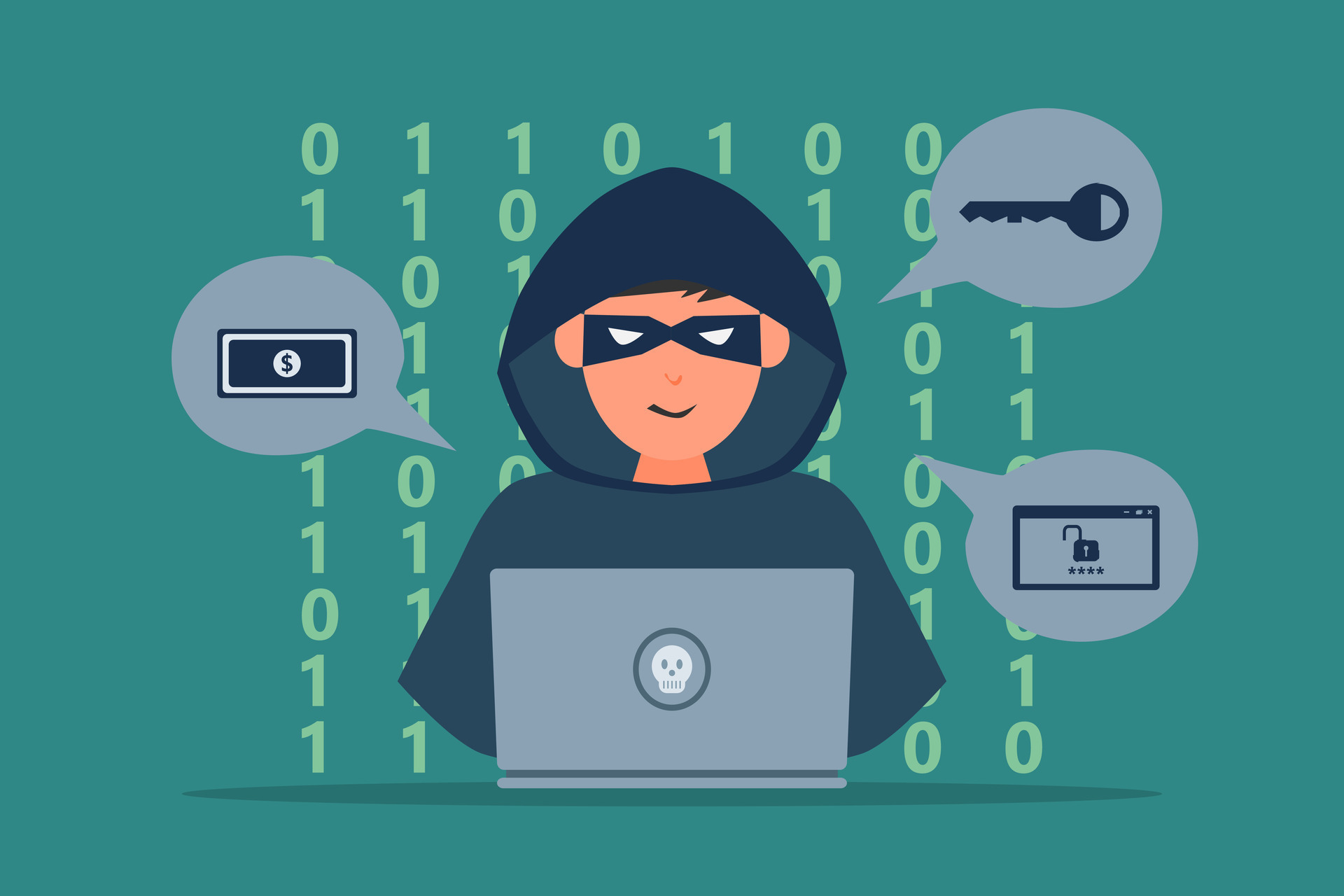 Hacker Or Cyber Criminal With Laptop Stealing User Personal Data Internet Phishing Concept