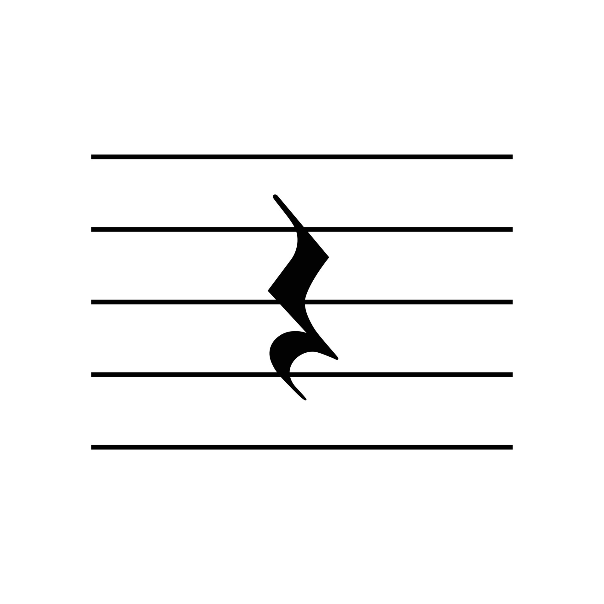 Crotchet Or Quarter Rest Symbol On Staff Flat Vector Isolated On White Background Musical