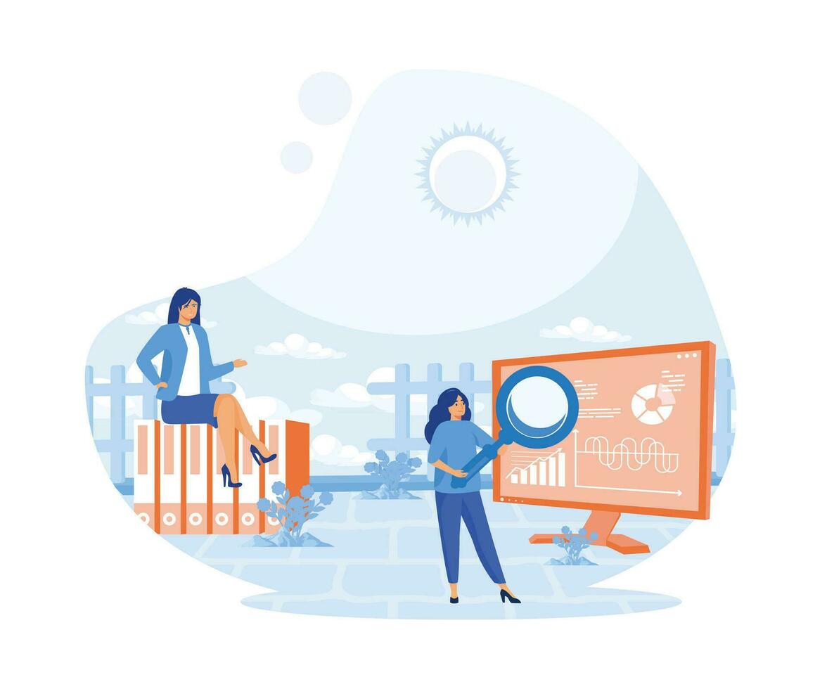 People Characters Working With Data Visualization Analyzing Tables