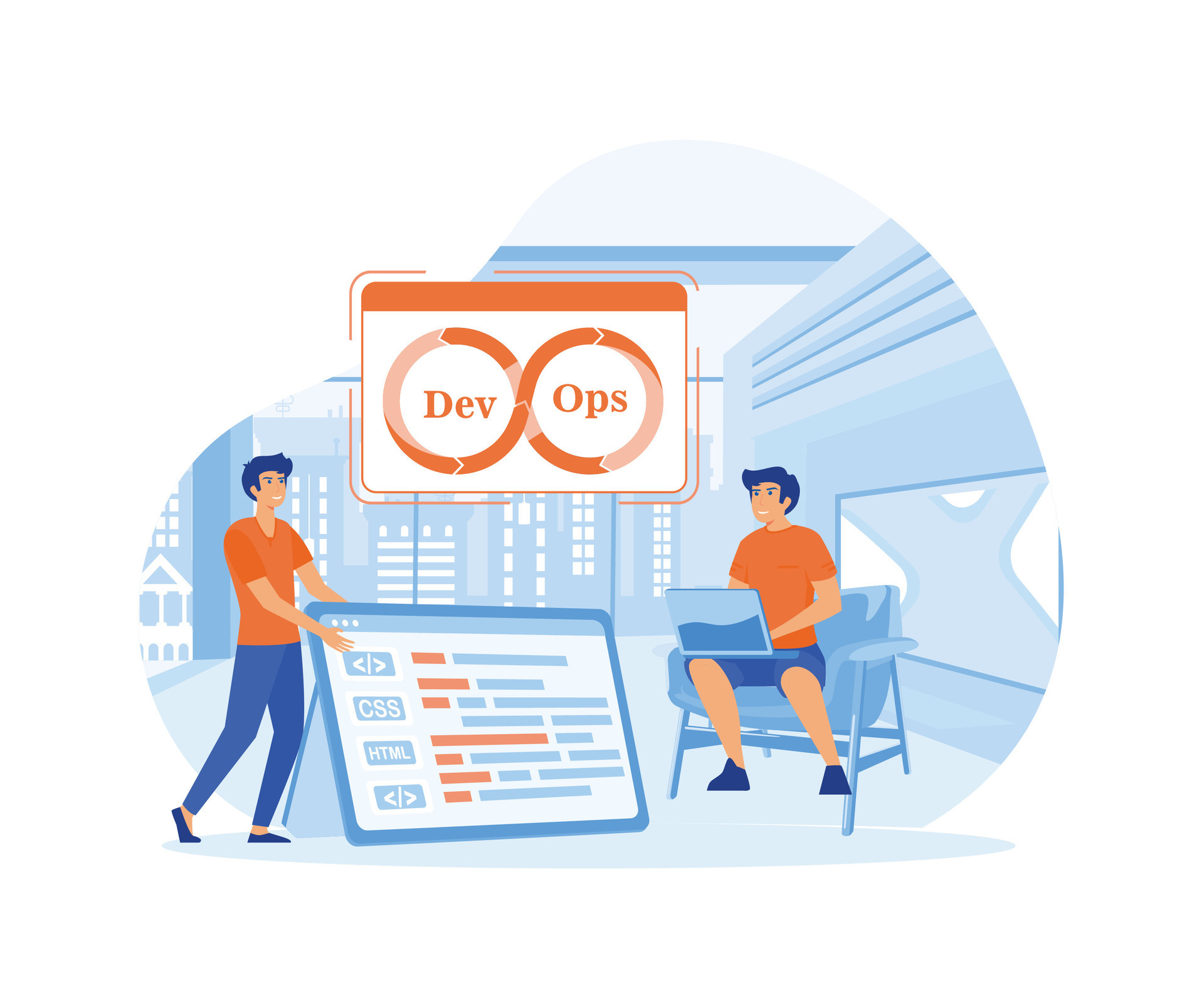 Developers And Devops Illustration Set Flat Vector Modern Illustration