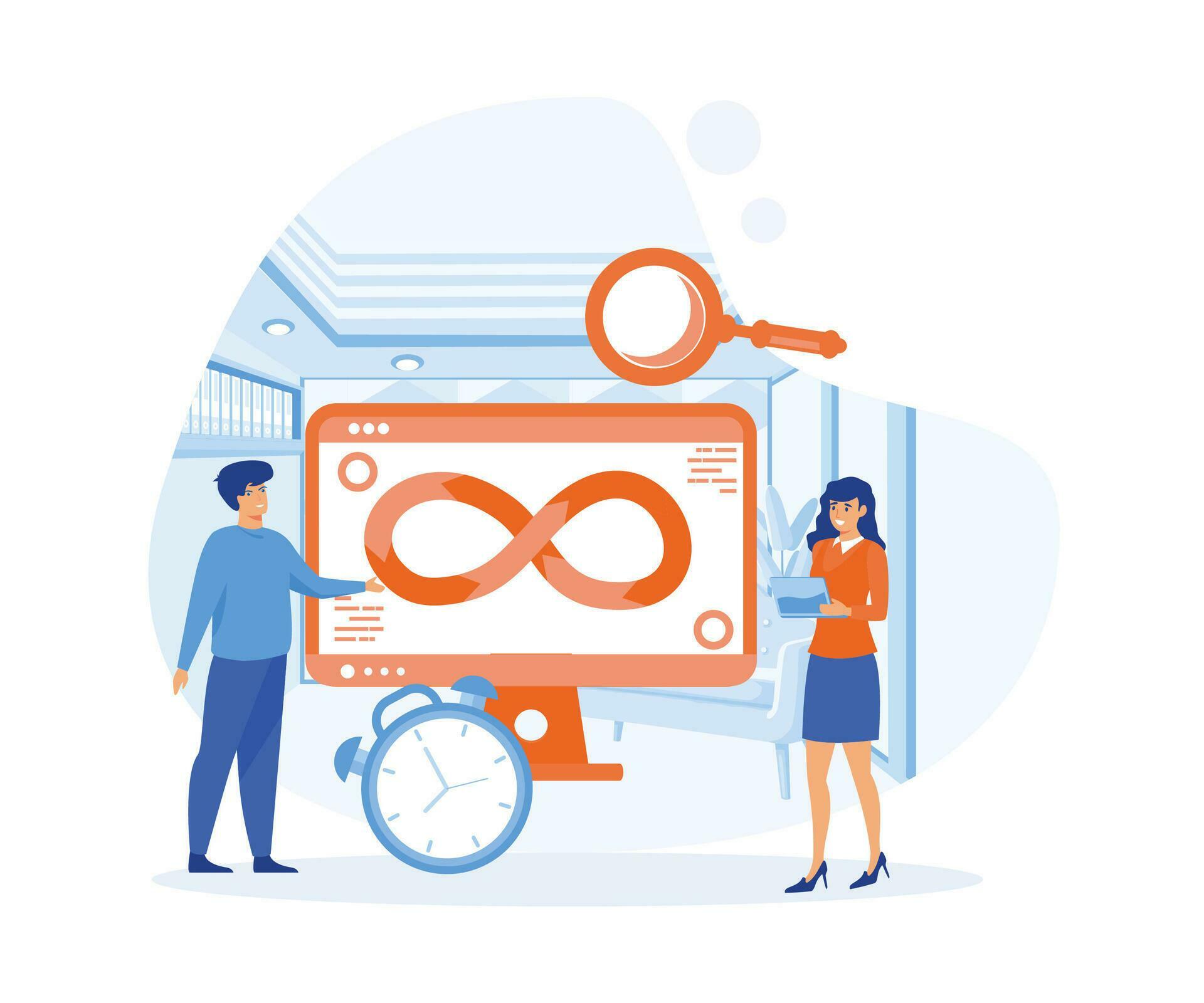 Software development. Cartoon modern flat vector illustration for ...