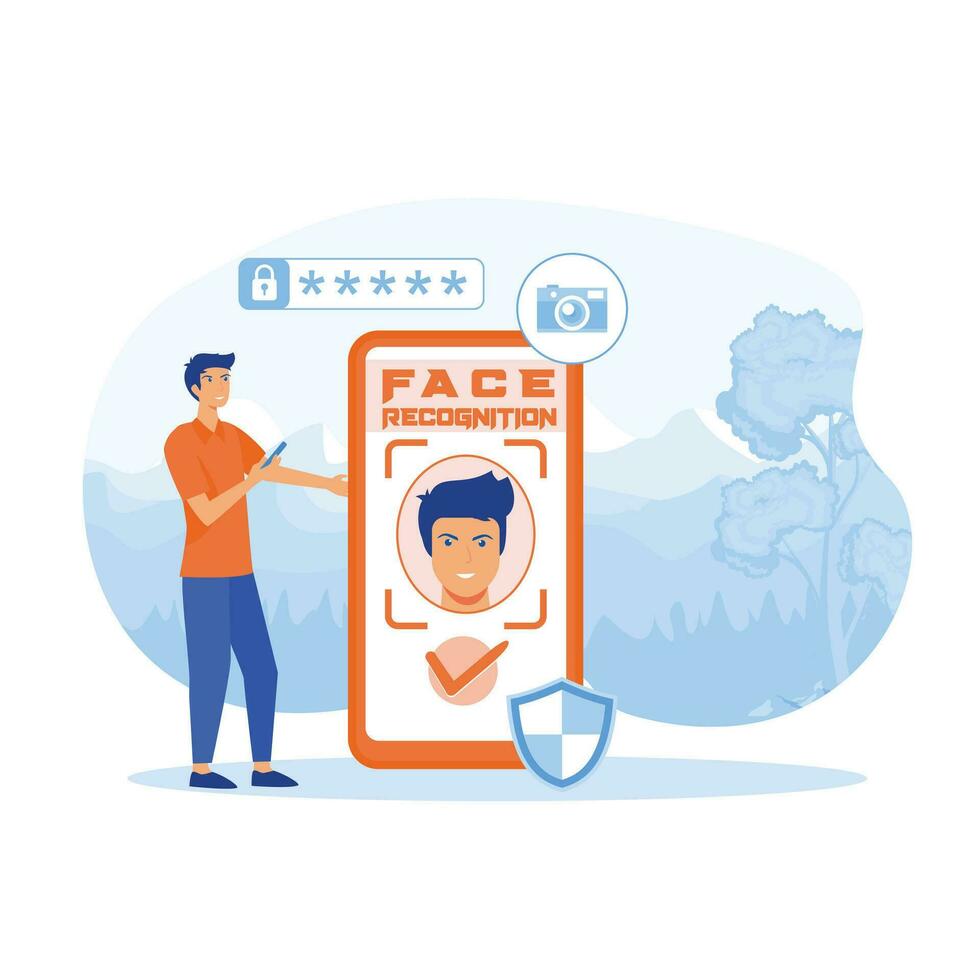 Face recognition system development online service or platform. Facial ...