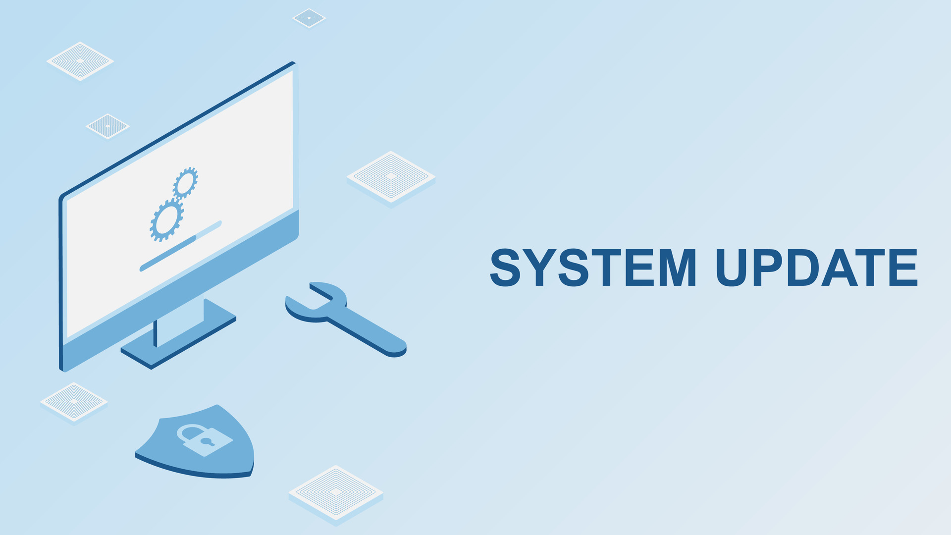 Desktop System Update Concept With Isometric Computer Updating