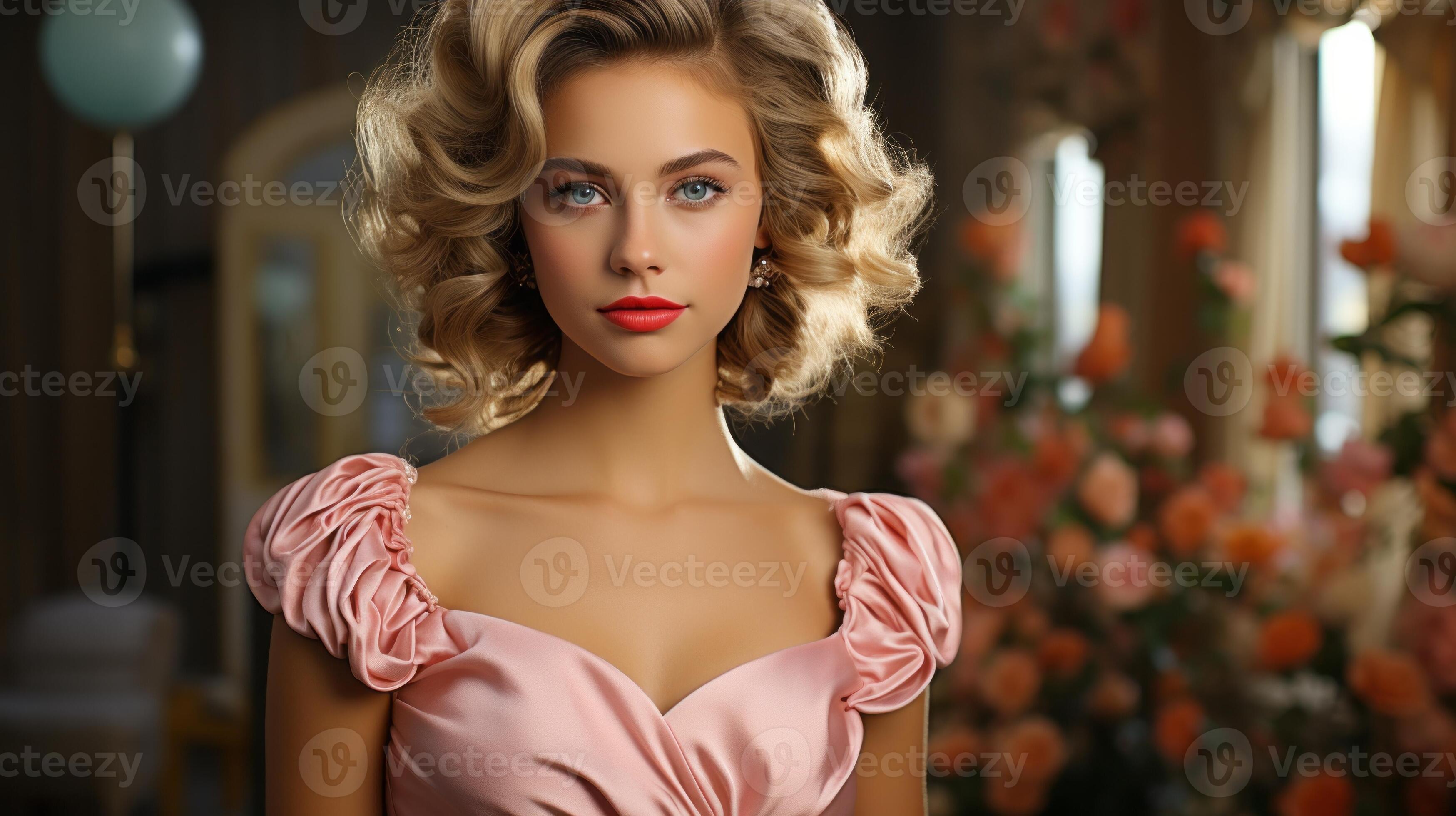 A Stunning Model Undergoes A Transformative Makeover Donning A Vibrant