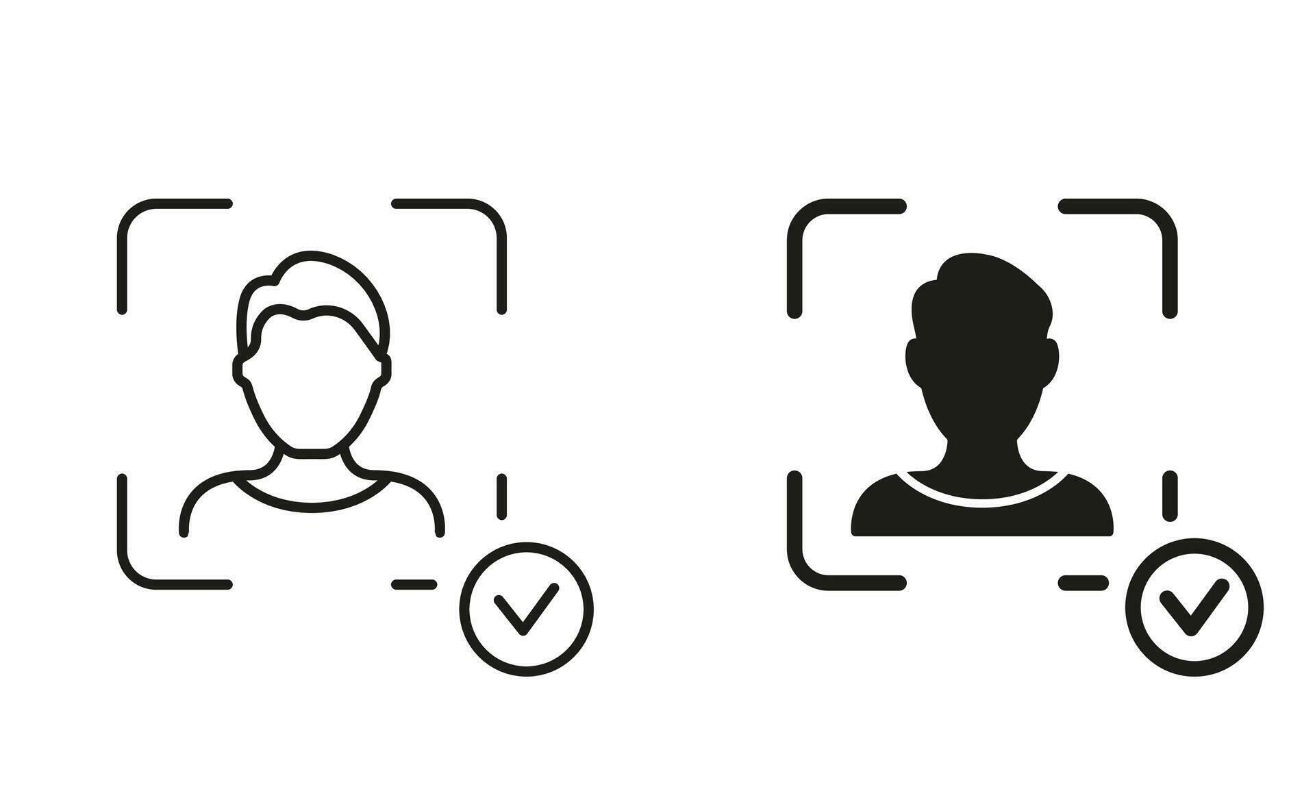 Facial Recognition Pictogram Biometric Identification Technology Symbol Collection