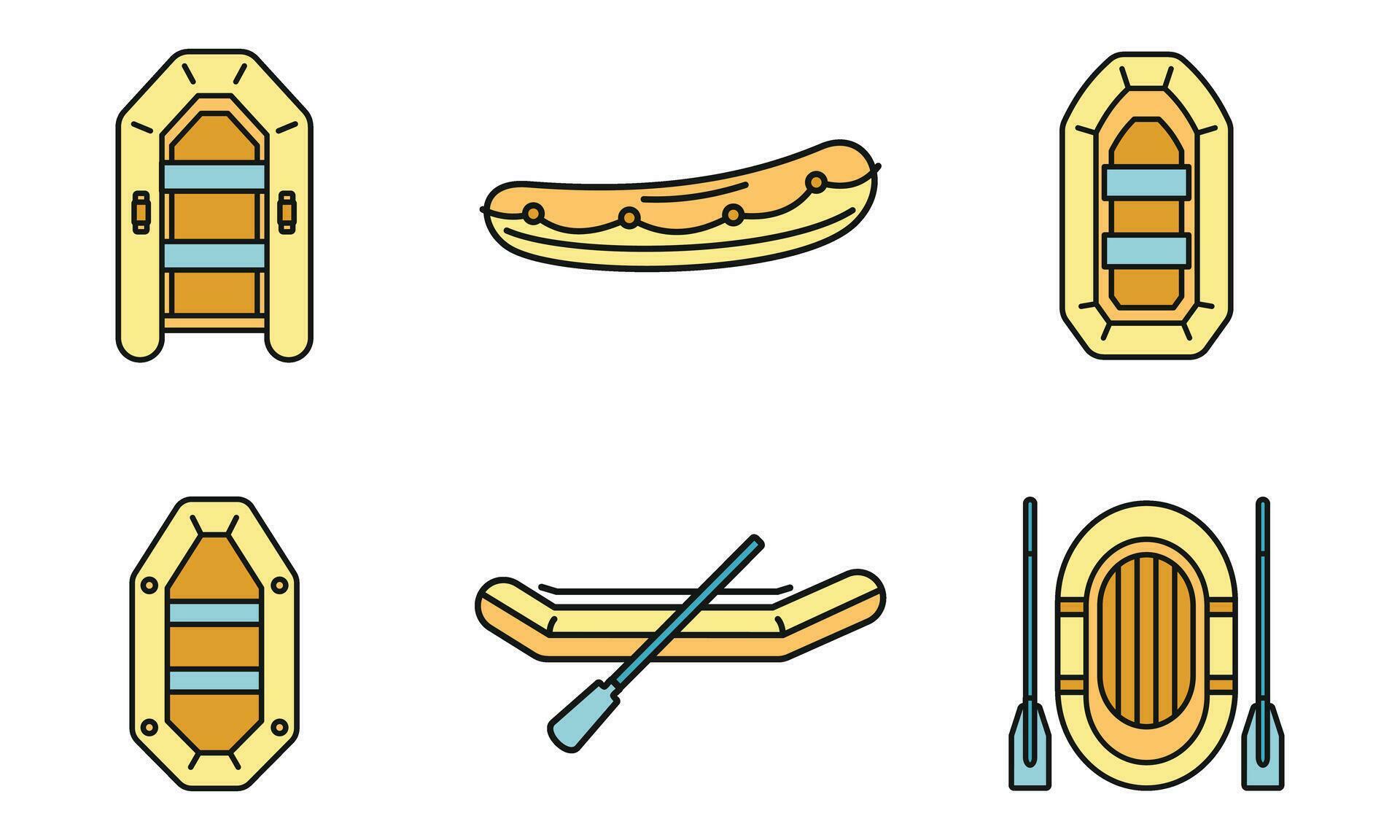 Rubber Inflatable Boat Icon Set Vector Color 33357742 Vector Art At Vecteezy