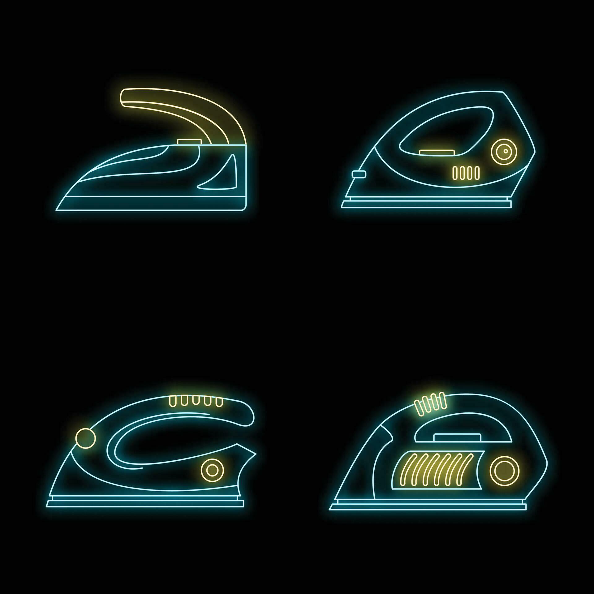 Smoothing iron drag icons set vector neon 33357922 Vector Art at Vecteezy Smoothing iron drag icons set vector neon 33357922 Vector Art at Vecteezy