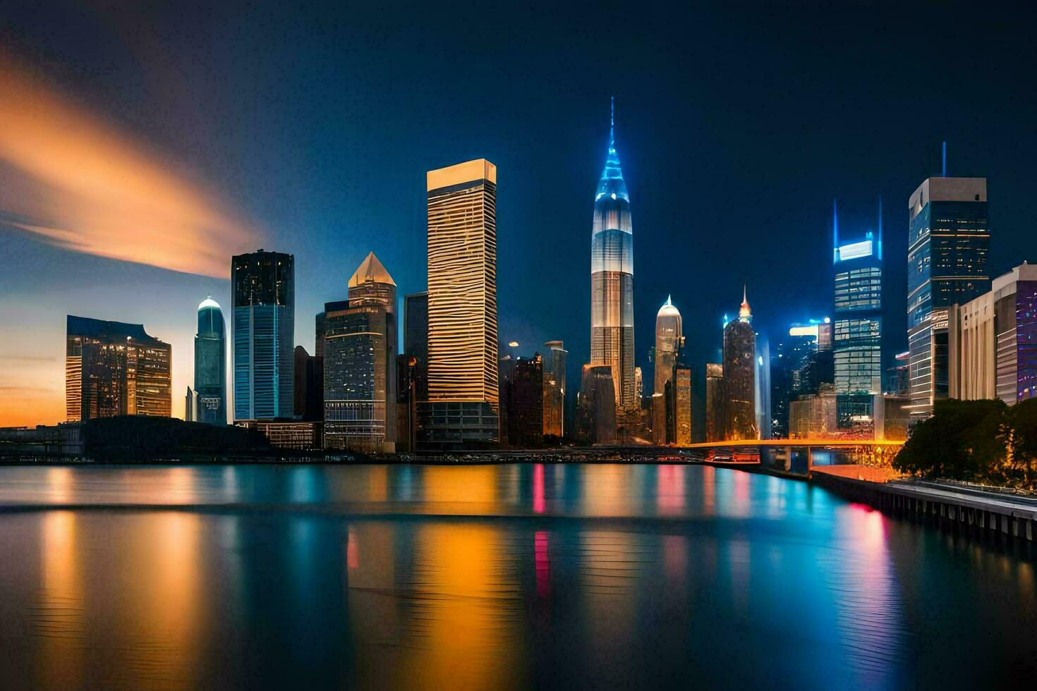 the city skyline at night in new york. AI-Generated 33370269 Stock Photo at Vecteezy
