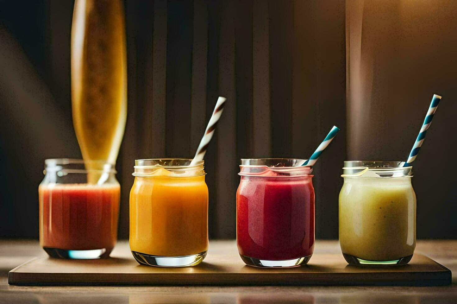 five different types of smoothies in jars. AI-Generated 33375562 Stock Photo at Vecteezy