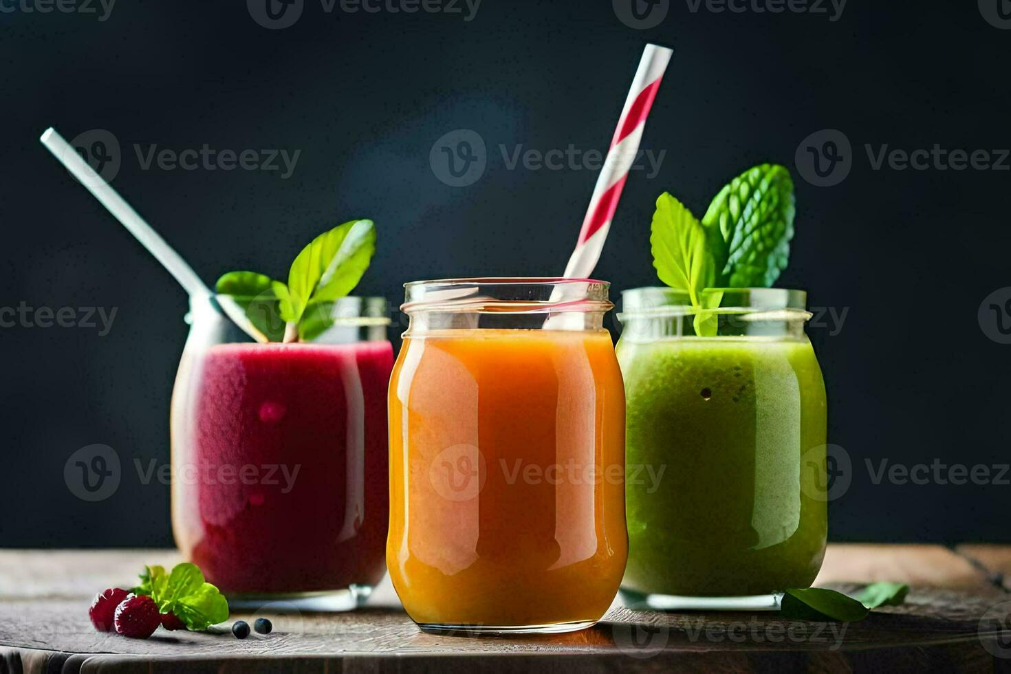 three different types of smoothies in jars. AI-Generated 33443880 Stock Photo at Vecteezy