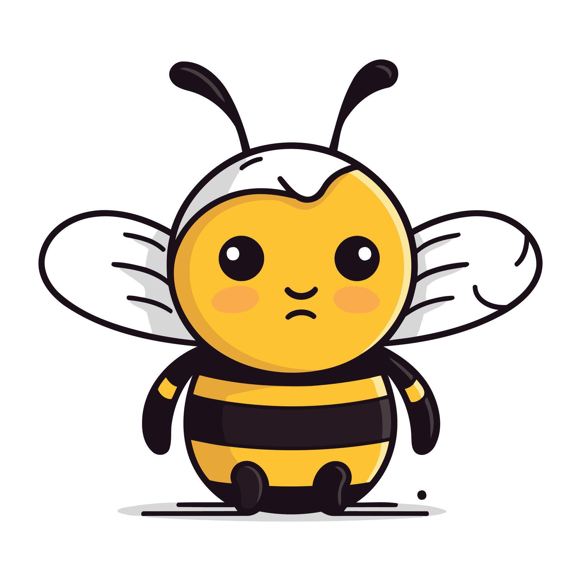 Cute Bee Cartoon Vector Illustration Isolated On A White Background