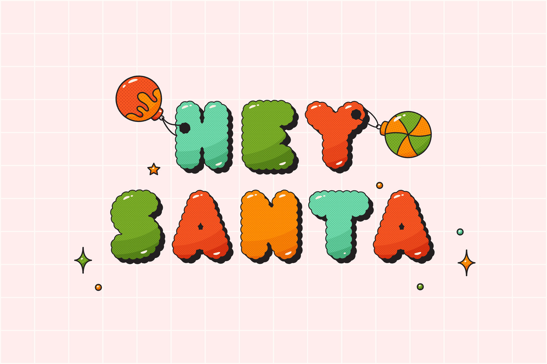 Christmas groovy poster Hey Santa. Color text sticker. 33485525 Vector Art at Vecteezy