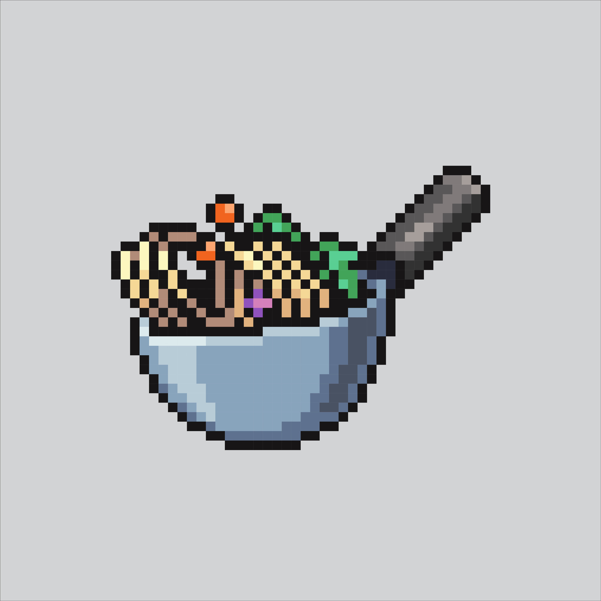 Pixel Art Illustration Wok Frying Pan Pixelated Wok Pan Kitchen Cooking Wok Frying Pan
