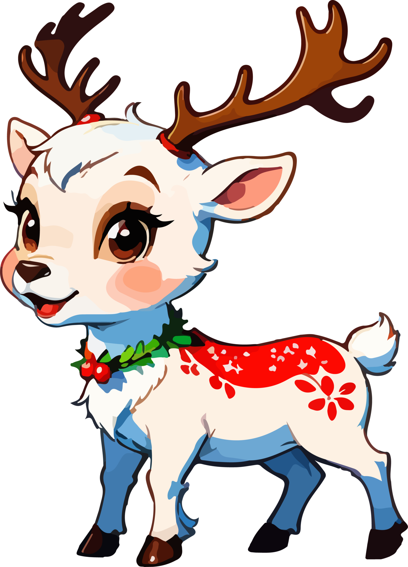 Cute Christmas Reindeer Cartoon Mascot Design Ai Generative 33487239 Png