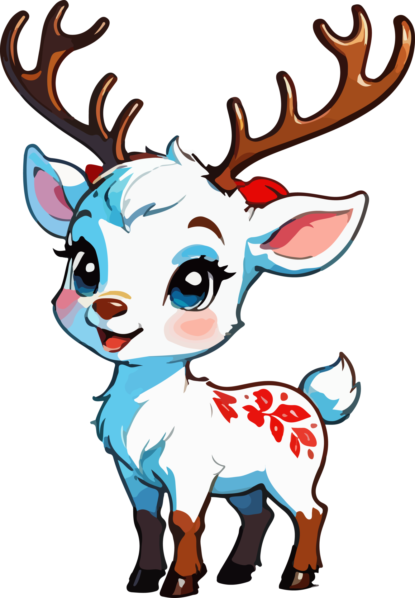Cute Christmas Reindeer Cartoon Clip Art Ai Generative 33487240 Png