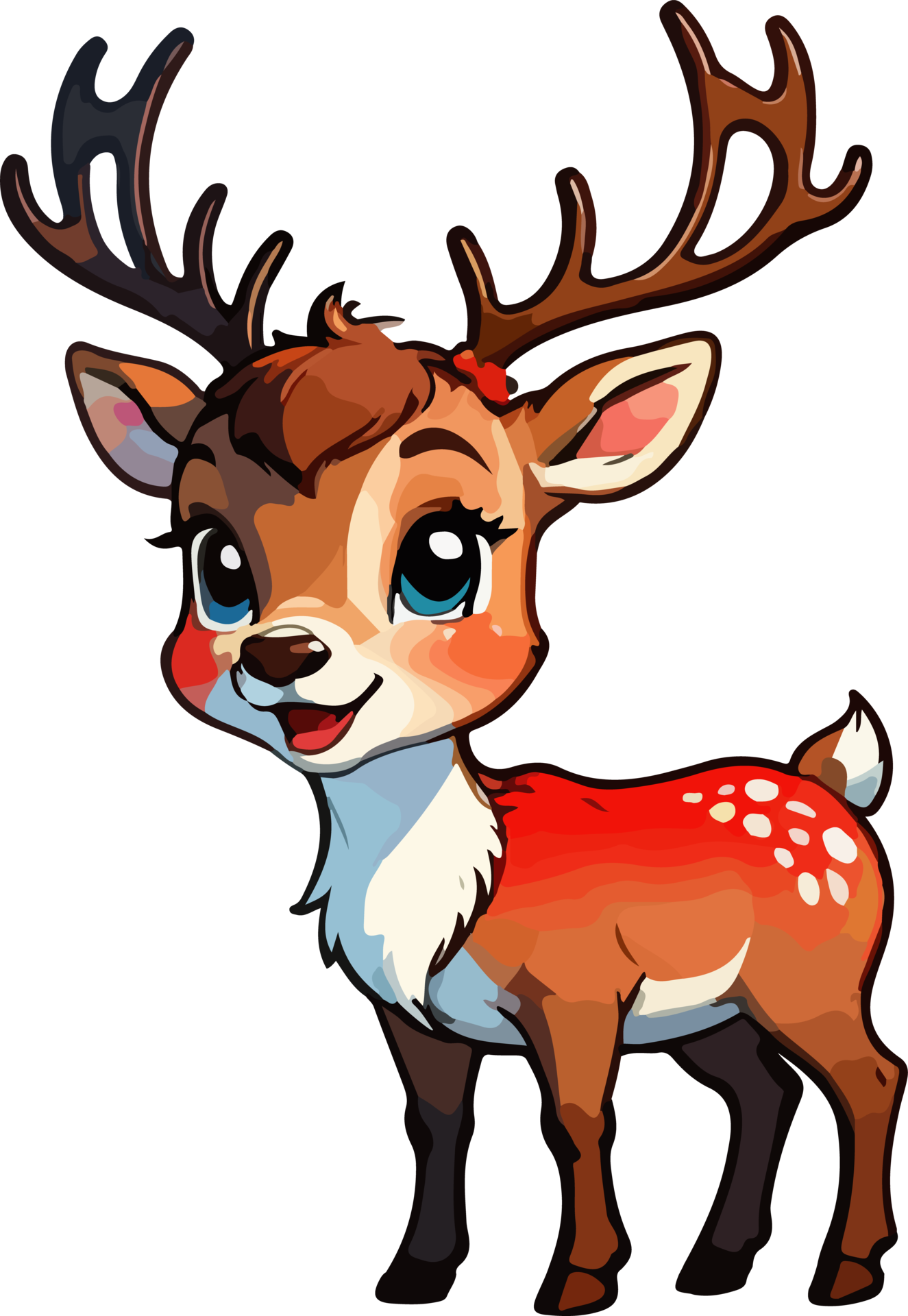 Cute Christmas Reindeer Cartoon Character Ai Generative 33487243 Png