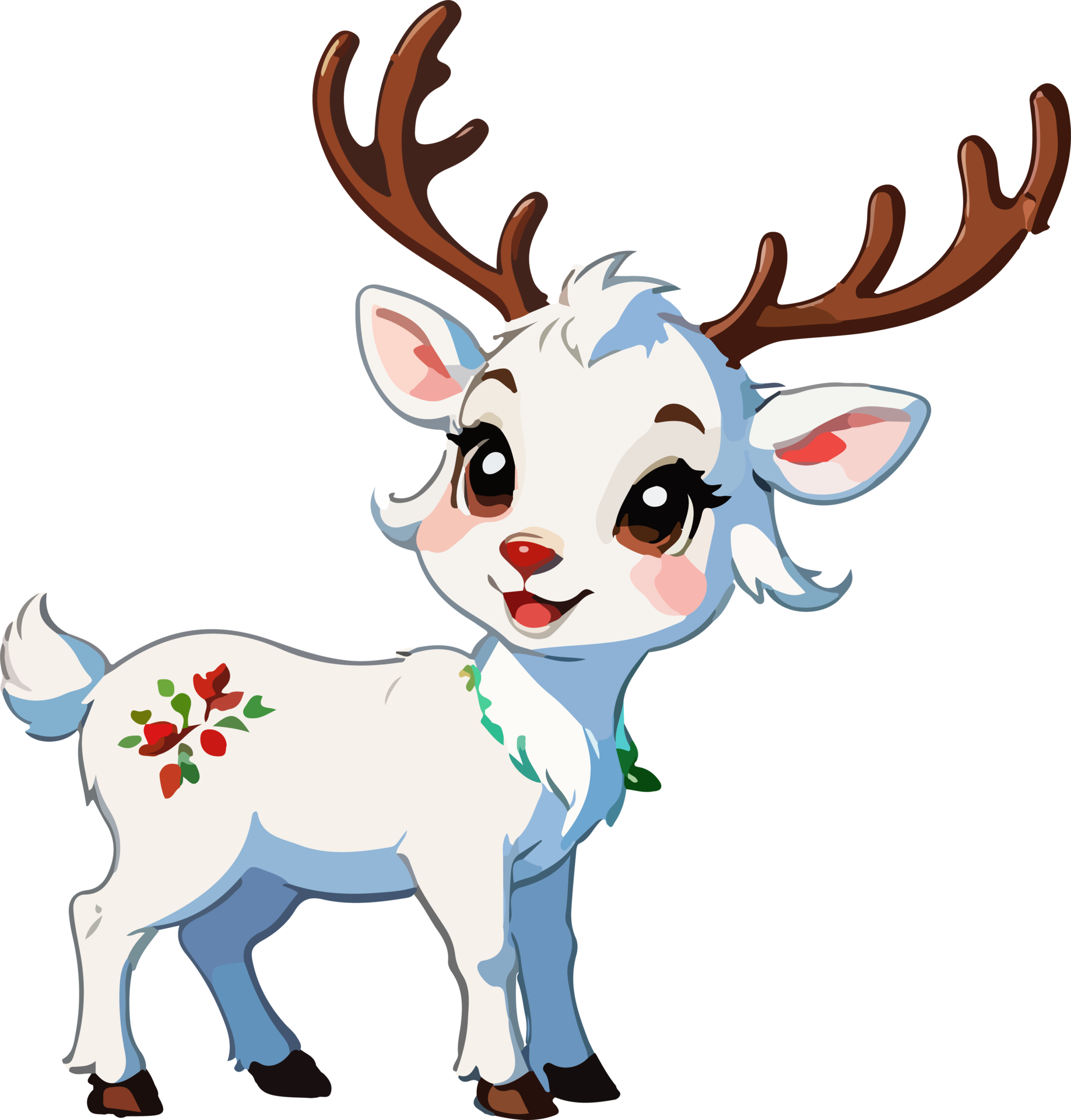 Cute Christmas Reindeer Cartoon Image Ai Generative 33487244 Png