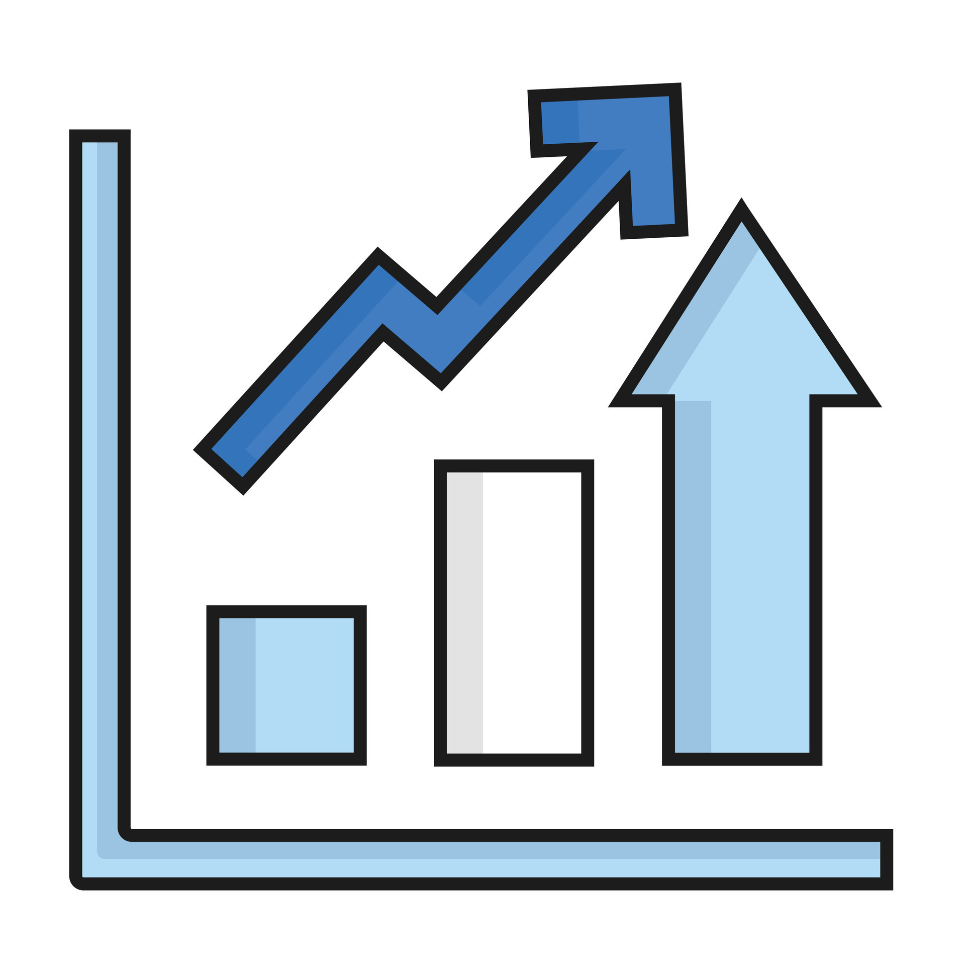 A graph icon with an arrow, representing trend, growth, increase ...
