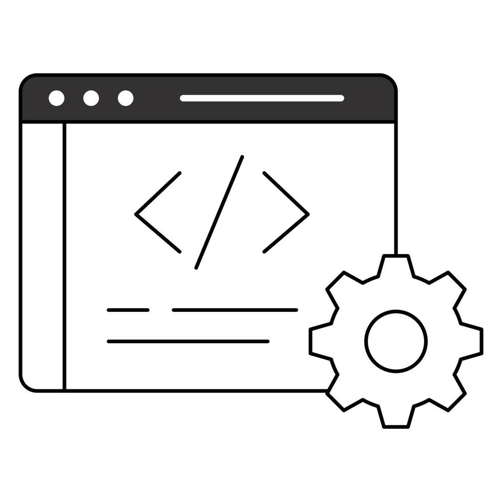 Icon depicting a webpage with programming lines and tags, illustrating ...