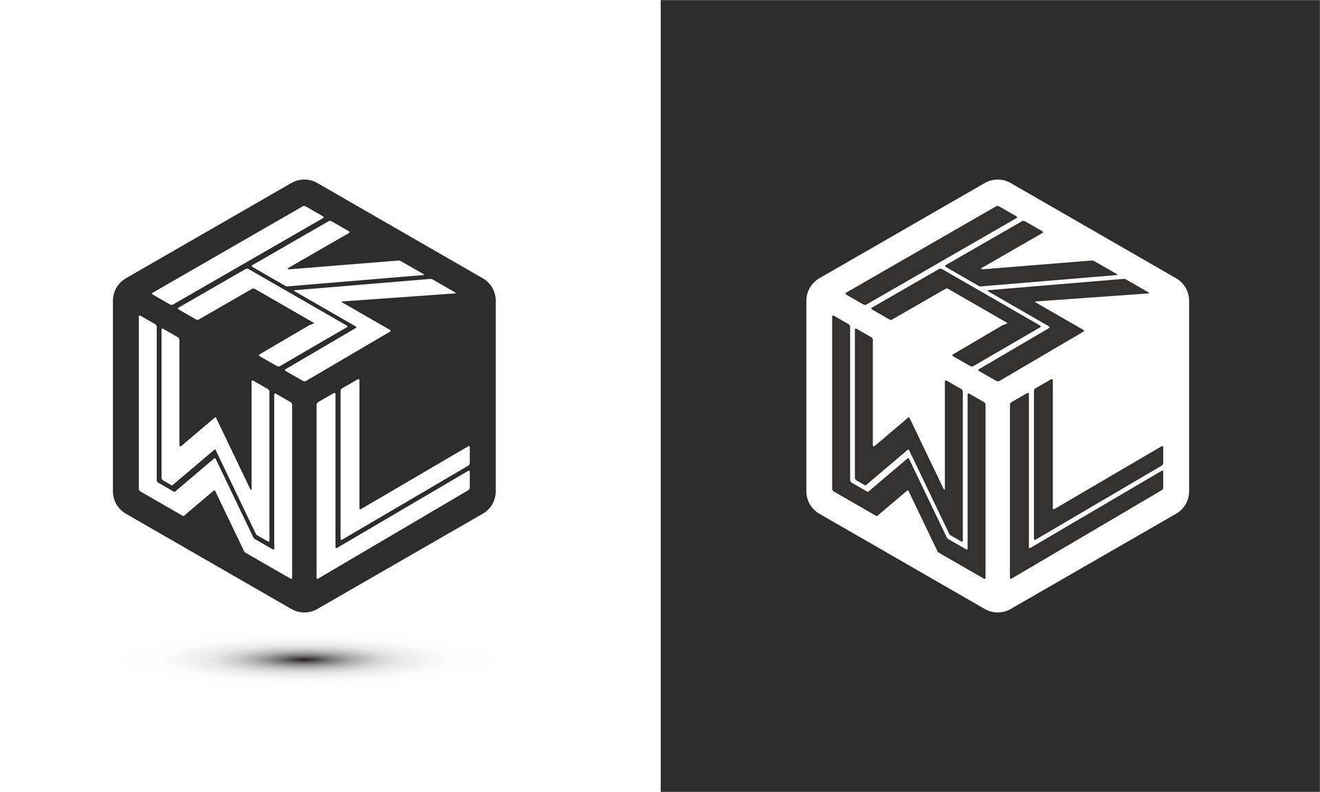 k w l letra logo diseño con ilustrador cubo logo, vector logo moderno alfabeto fuente ...