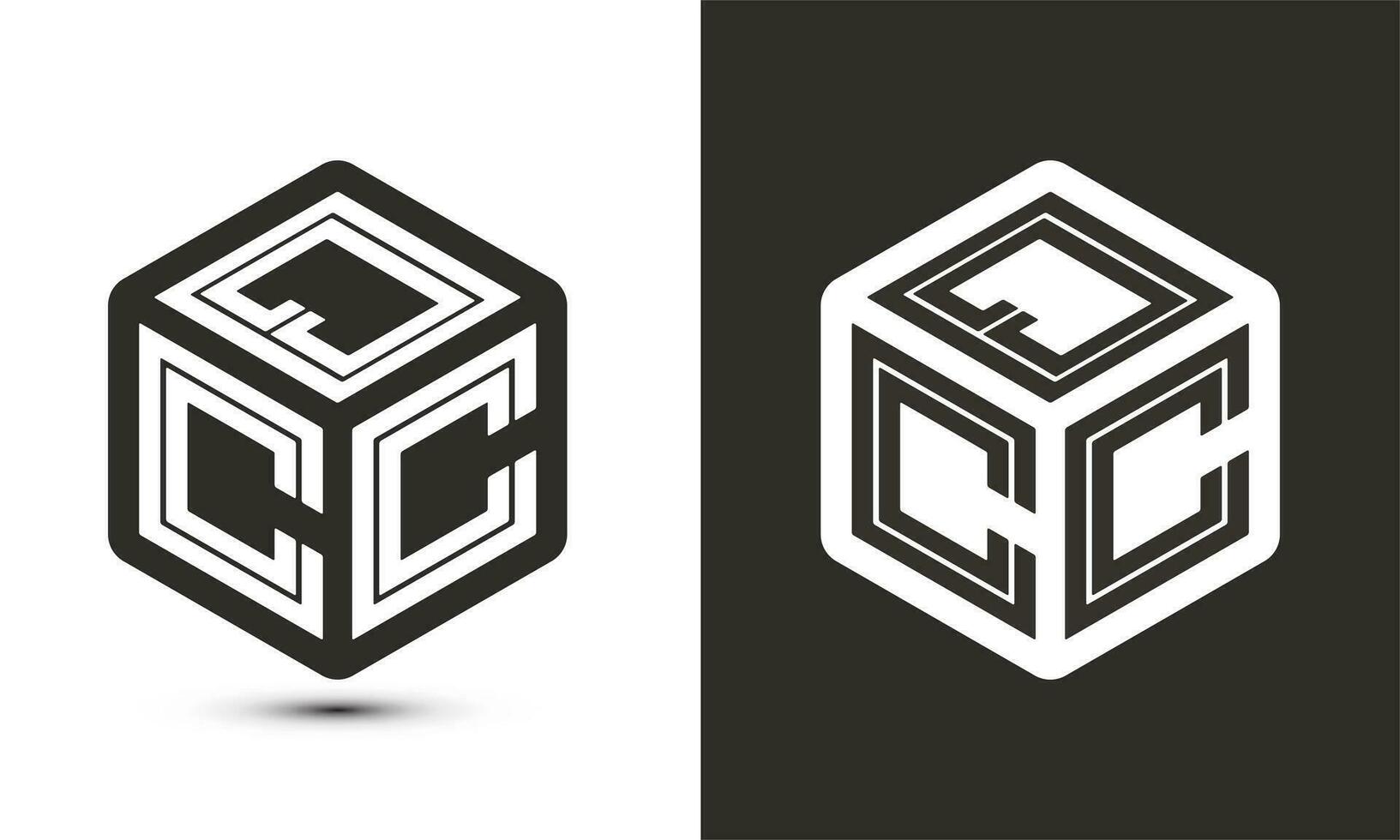 Qcc Letter Logo Design With Illustrator Cube Logo Vector Logo Modern