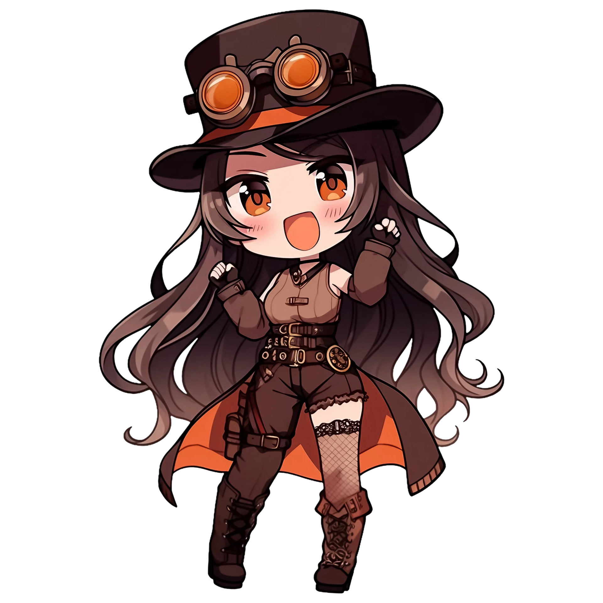 Cute Chibi Girl Wearing A Steampunk Outfit Ai Generative 33494437 Png