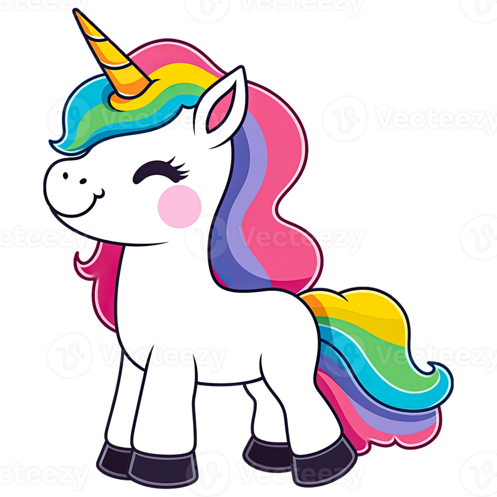 Cute Chibi Rainbow Unicorn Clipart Ai Generative 33494445 Png