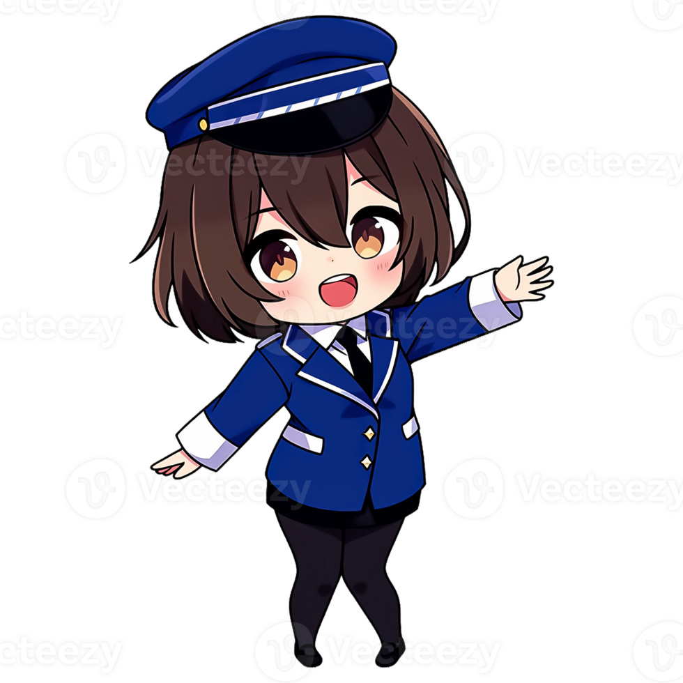 Cute Chibi Girl Flight Attendant Ai Generative 33494567 Png